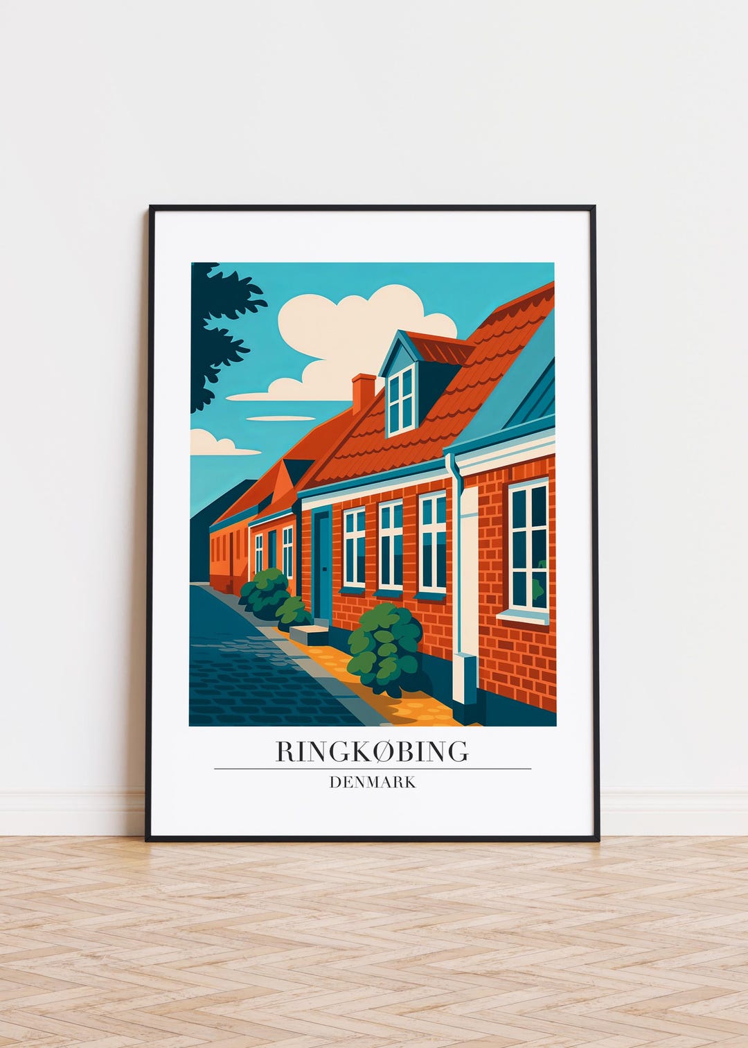 Ringkøbing Denmark Poster: Modern City Illustration - Etsy