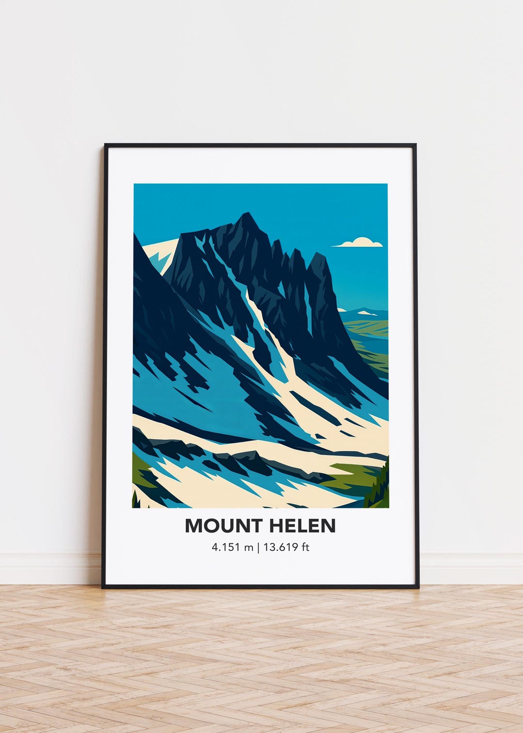 Mount Helen Illustration Art Print: Modern Mountain Poster - Etsy