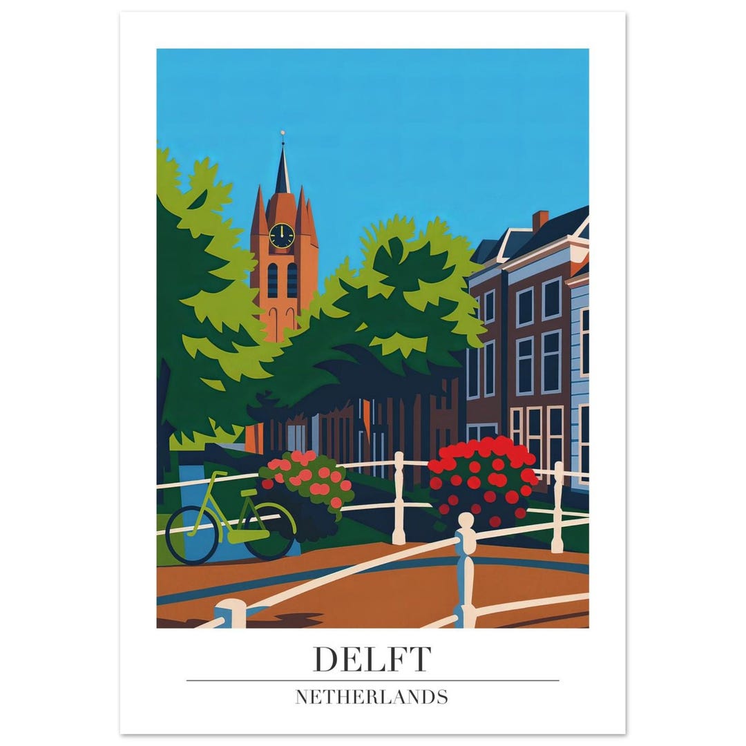 Delft Poster, Delft Print, Delft Illustration, Delft Art, Netherlands ...