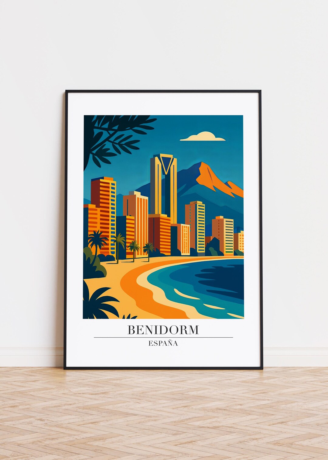 Benidorm Spain Poster: Modern Travel Art Print - Etsy