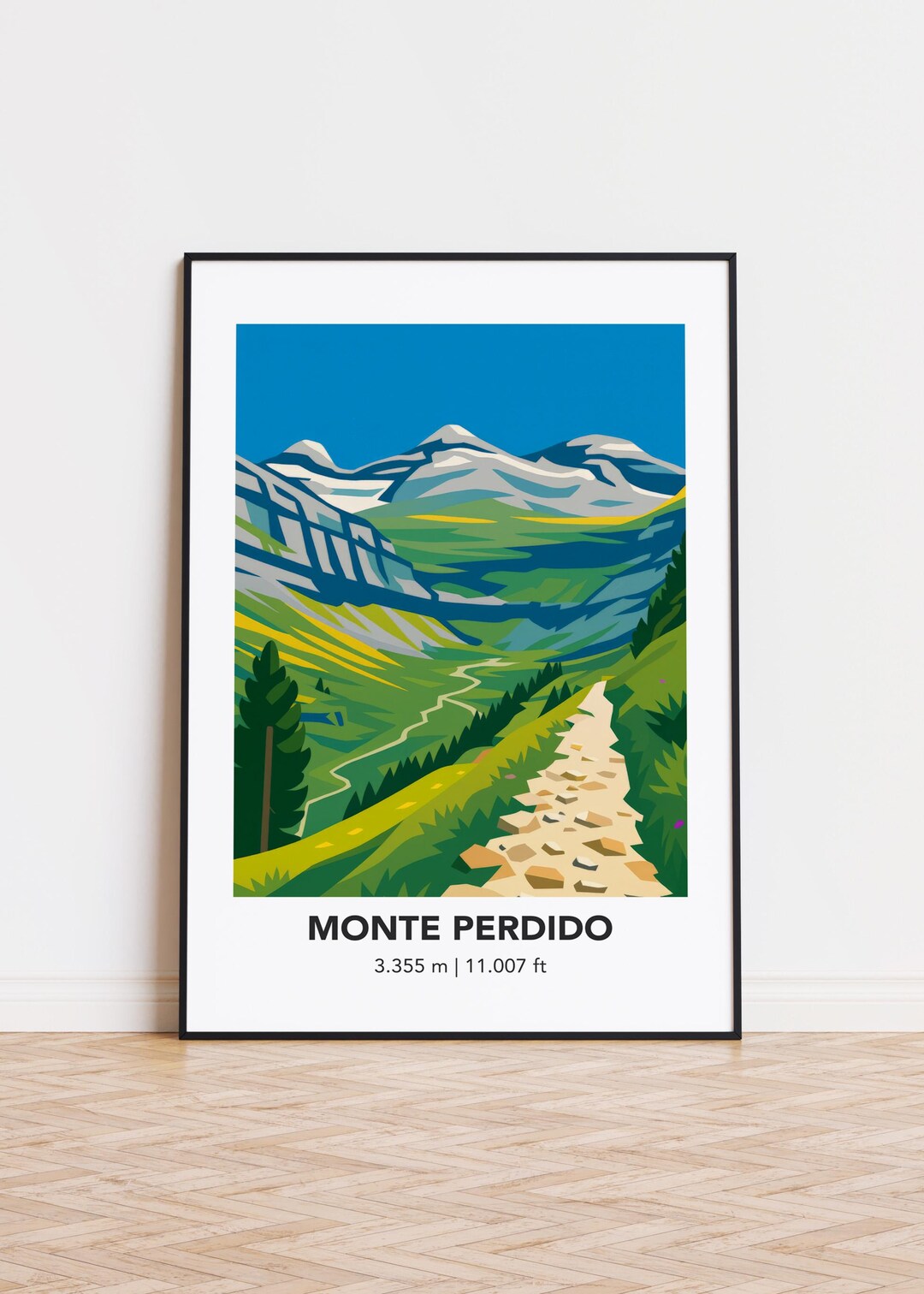 Monte Perdido Poster, Monte Perdido Print, Monte Perdido Illustration ...