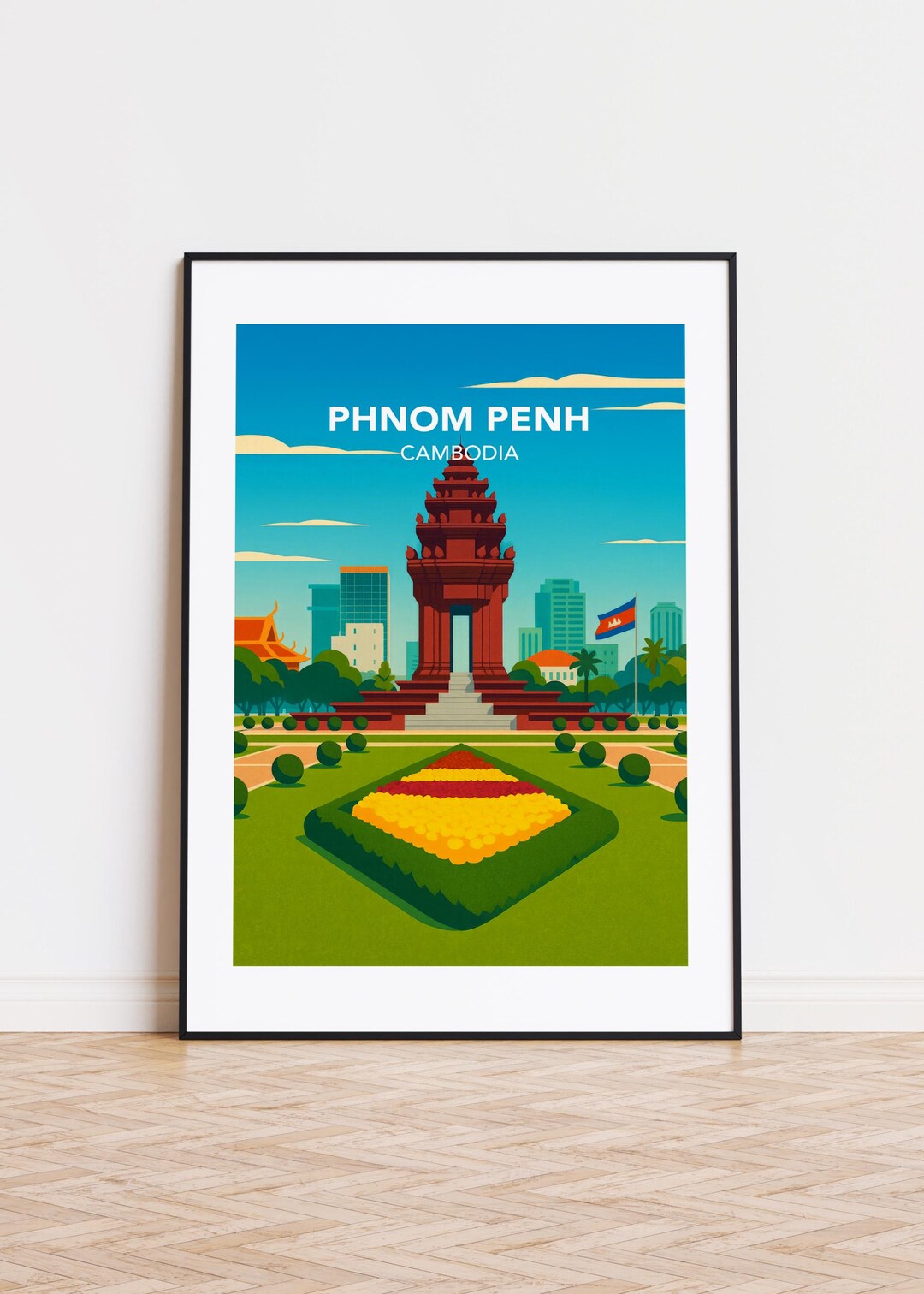 Phnom Penh Poster, Phnom Penh Print, Phnom Penh Illustration, Phnom ...