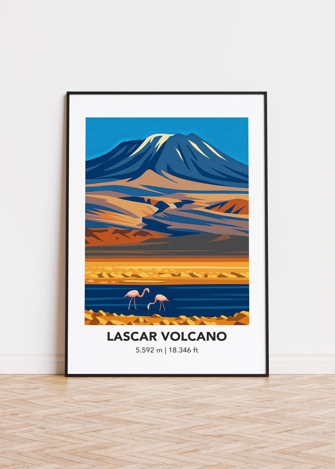 Lascar Volcano Poster: Modern Mountain Illustration Art - Etsy