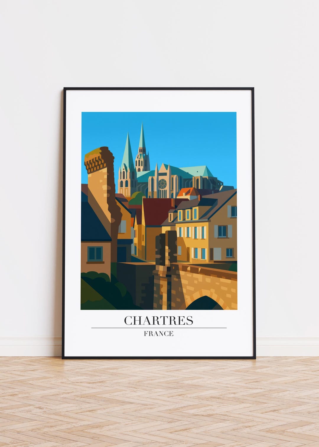 Chartres Print : Modern Travel Poster Style Chartres Poster - Etsy