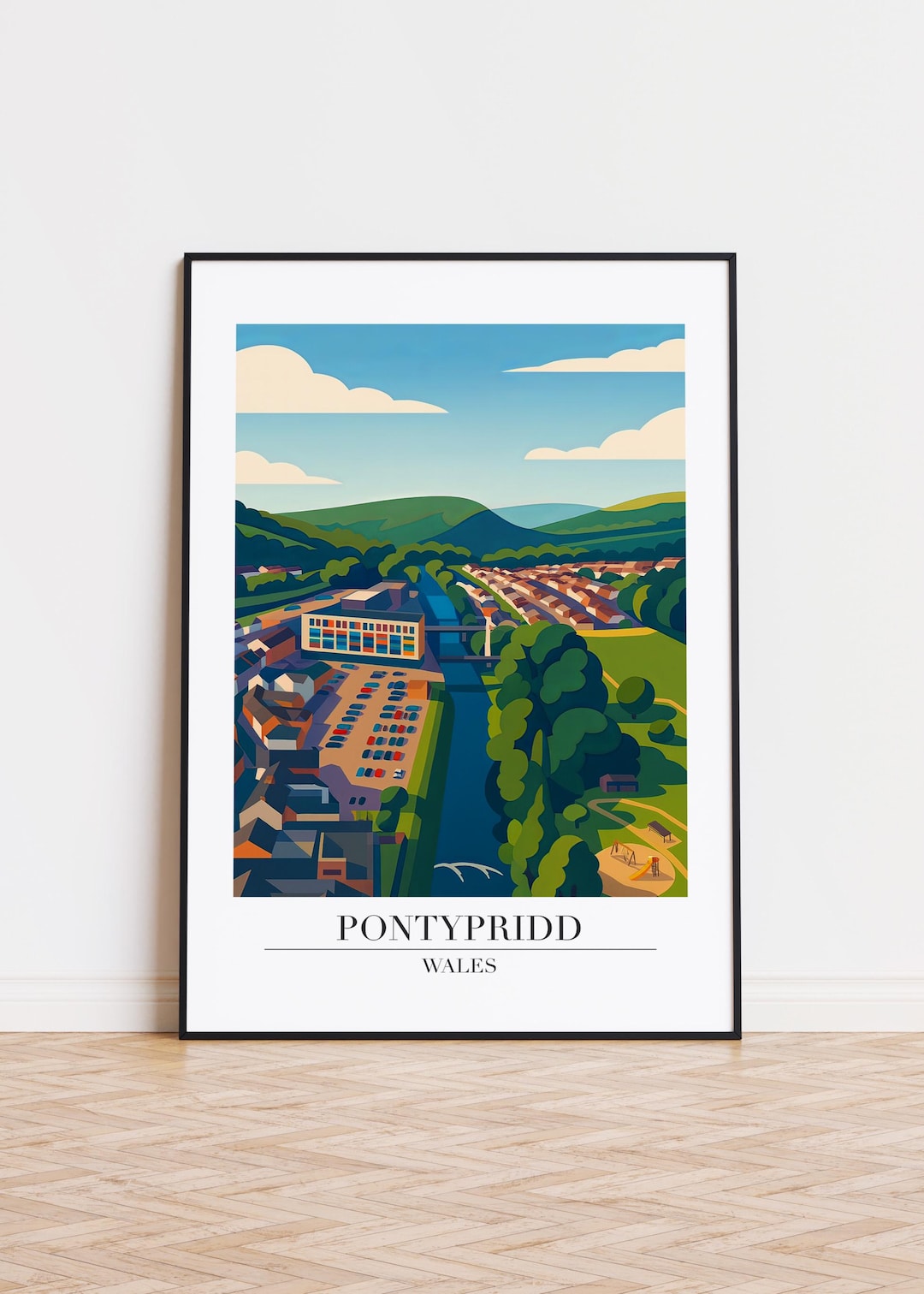Pontypridd Wales Poster: Modern Illustration Art Print - Etsy