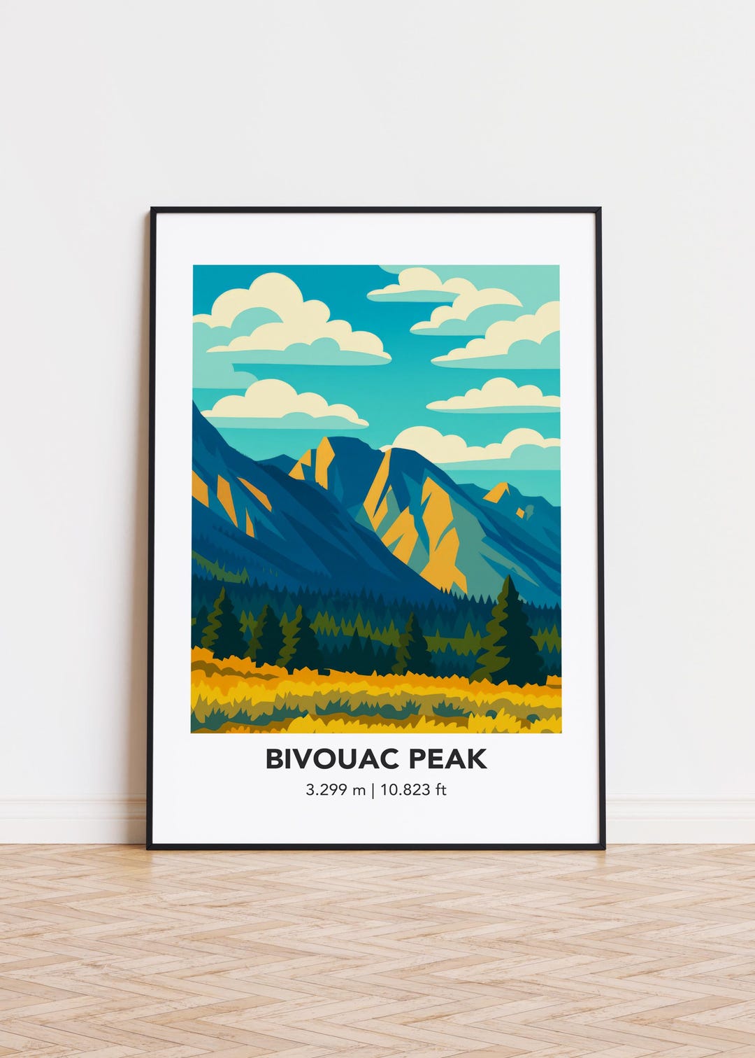Bivouac Peak Poster, Bivouac Peak Print, Bivouac Peak Illustration Art ...