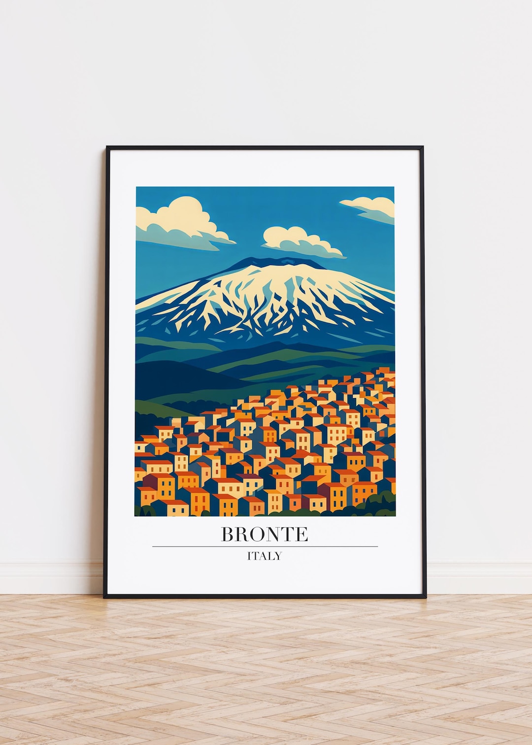 Bronte Print : Modern Travel Poster Style Bronte Poster Italy Art - Etsy