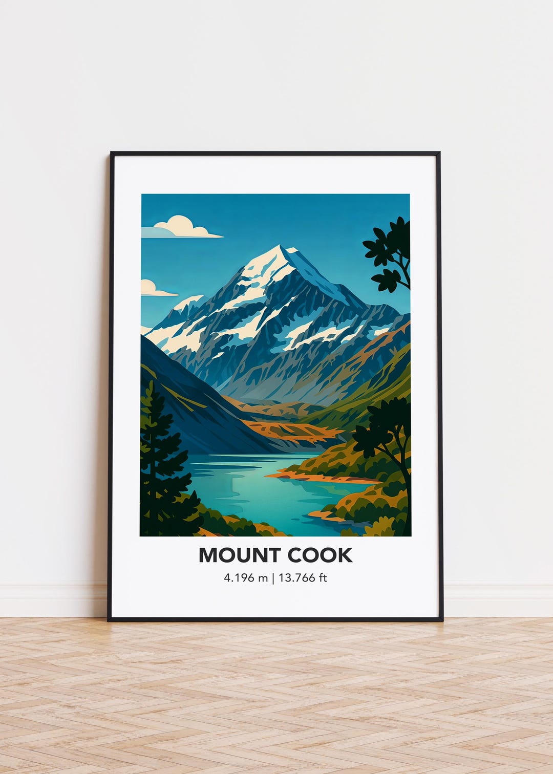 Mount Cook Print: New Zealand Mountain Illustration - Etsy