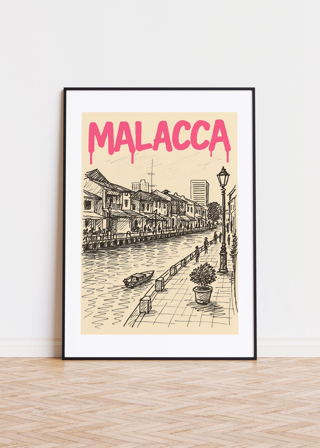 Malacca Print : Modern Grafiti Style Malacca Poster - Etsy