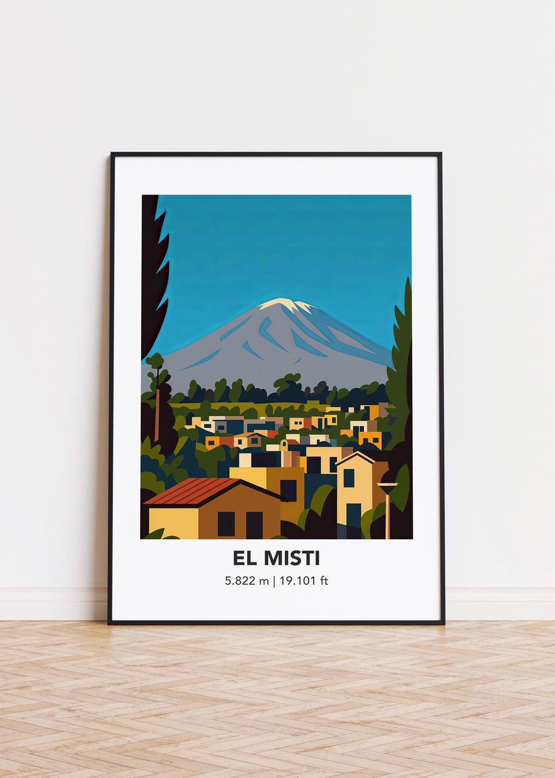 El Misti Mountain Poster: Modern Illustration Art Print - Etsy