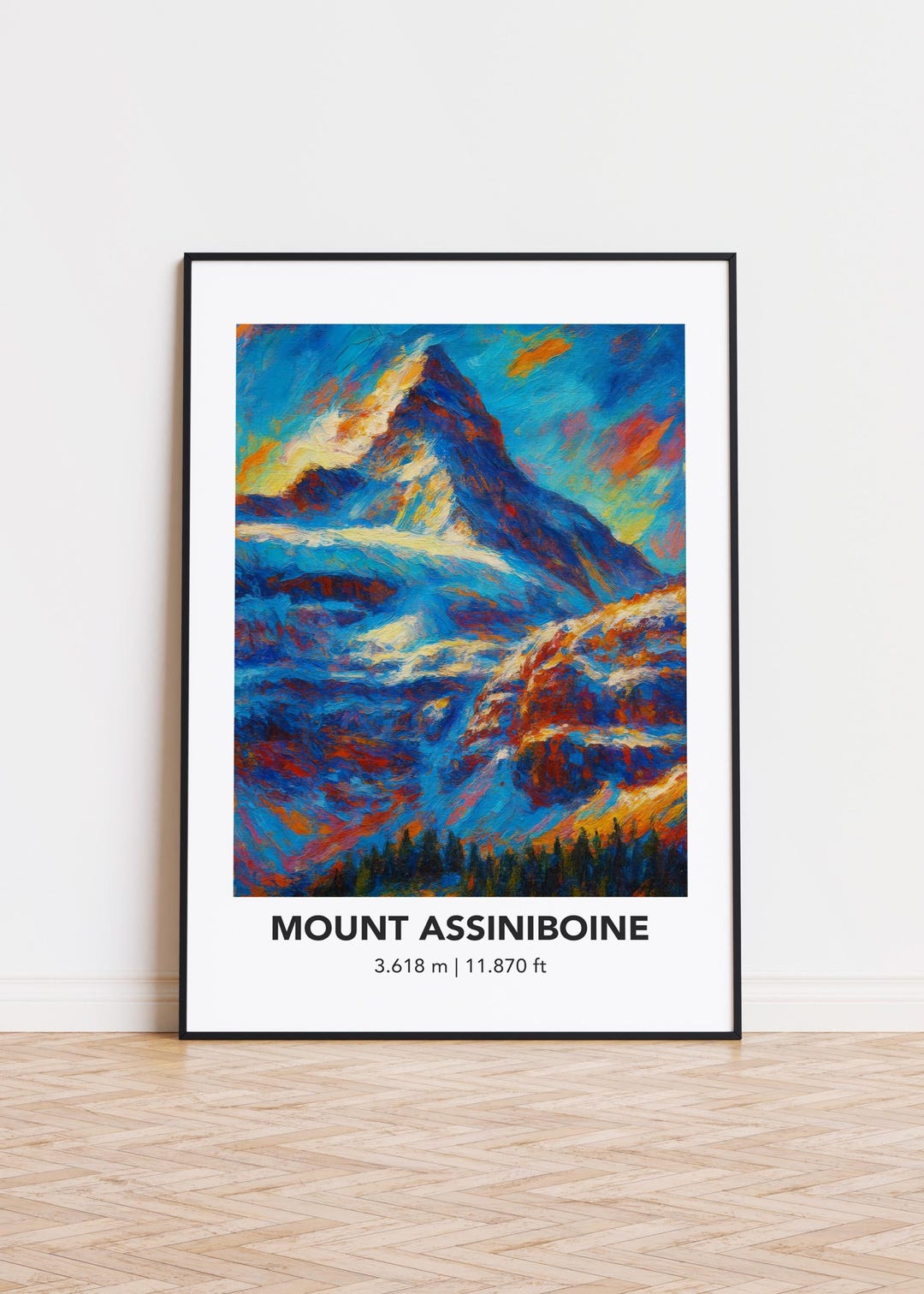 Mount Assiniboine Poster Mountain Print: Modern Oil Painting Style ...