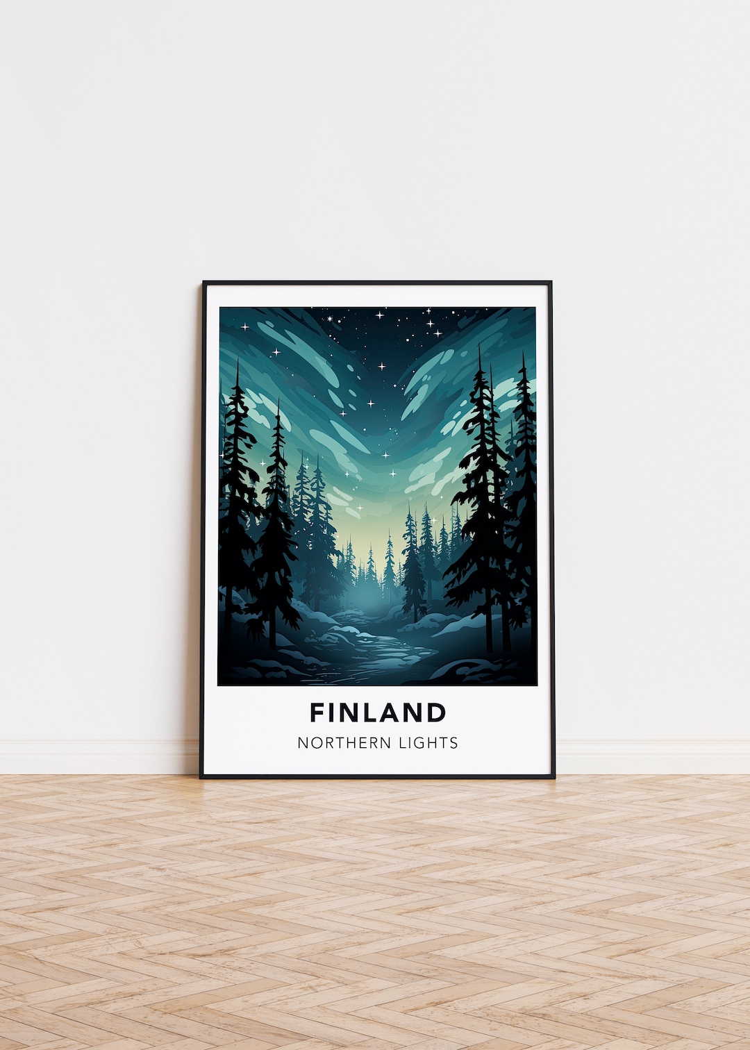Finland Poster Northern Lights Print Finland Travel Print Wall - Etsy