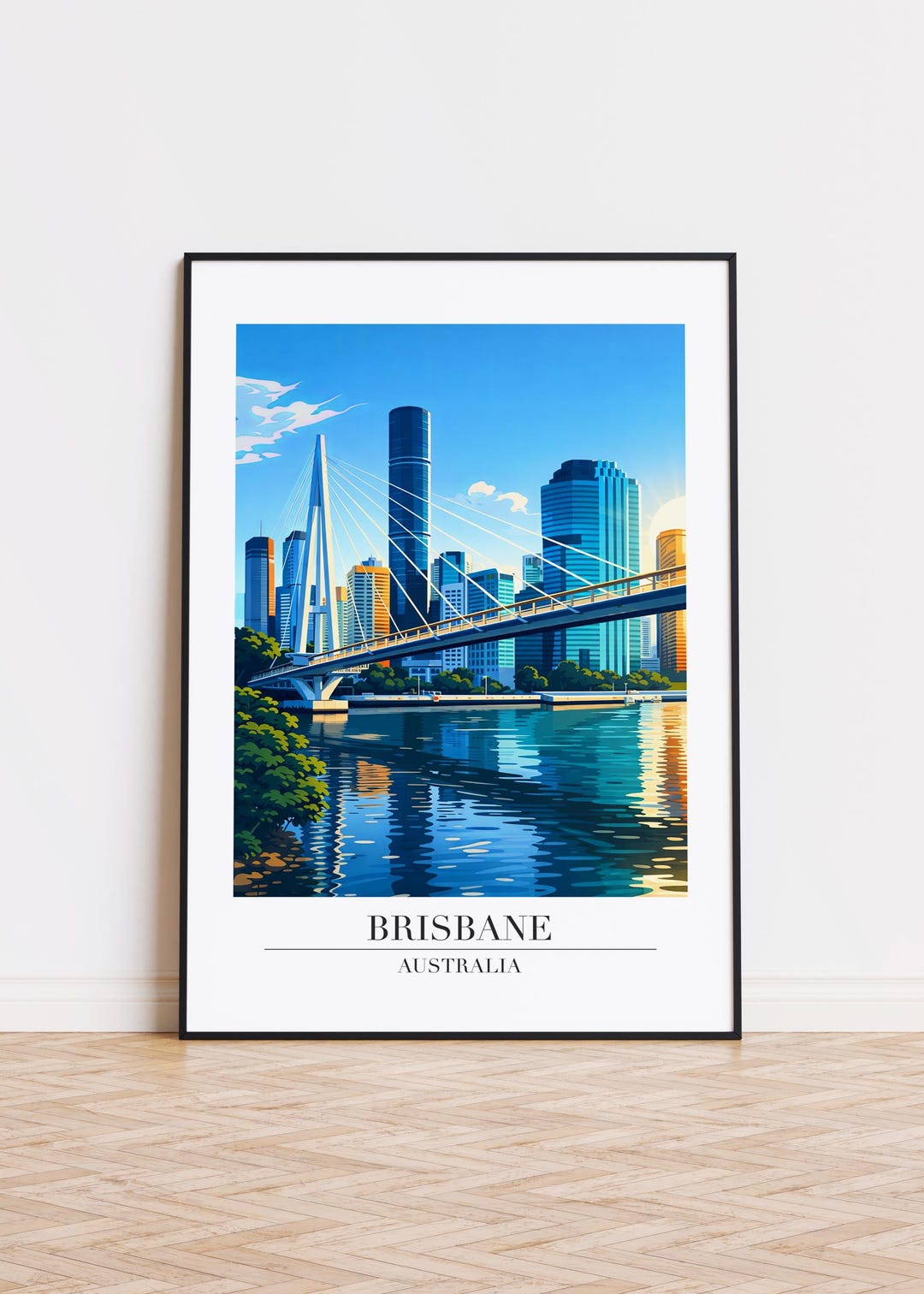 Brisbane Print : Modern Travel Poster Style Brisbane Poster Australia ...