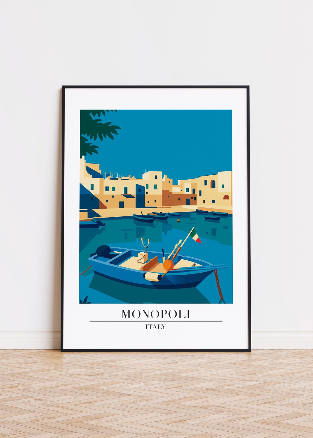 Monopoli Print : Modern Travel Poster Style Monopoli Poster Italy Art ...
