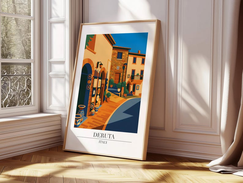 Deruta Print : Modern Travel Poster Style Deruta Poster Italy Art - Etsy UK