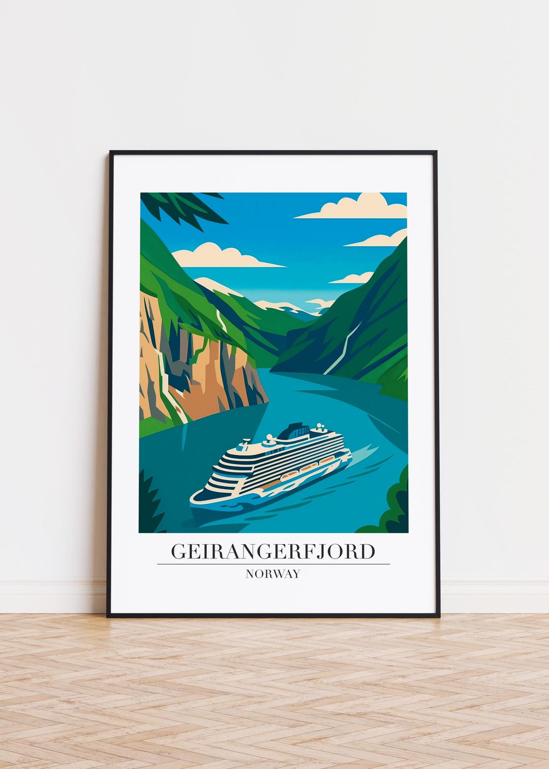 Geirangerfjord Norway Poster: Scandinavian Travel Art Print - Etsy