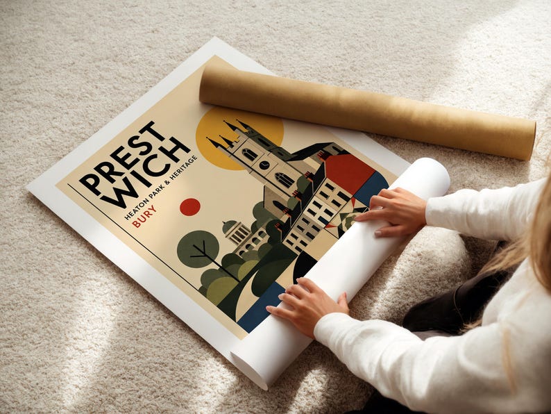 Prestwich Bury , United Kingdom Print Travel Poster Prestwich Poster ...