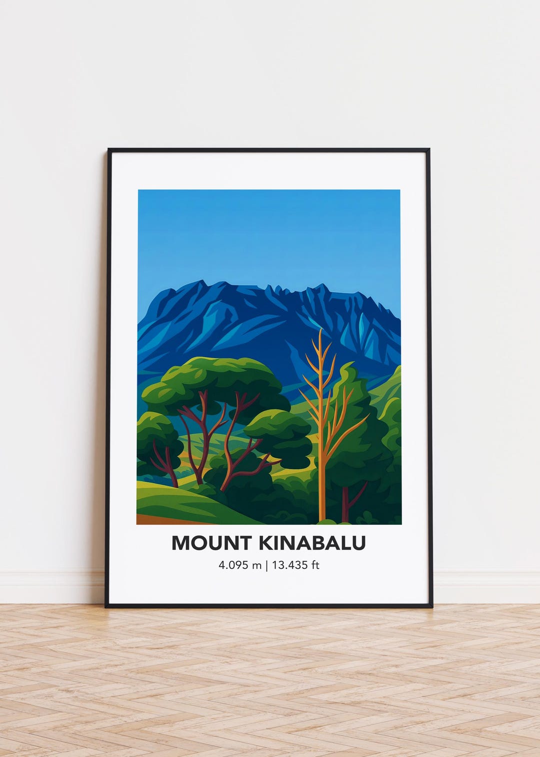 Mount Kinabalu Poster: Illustrated Mountain Art Print - Etsy
