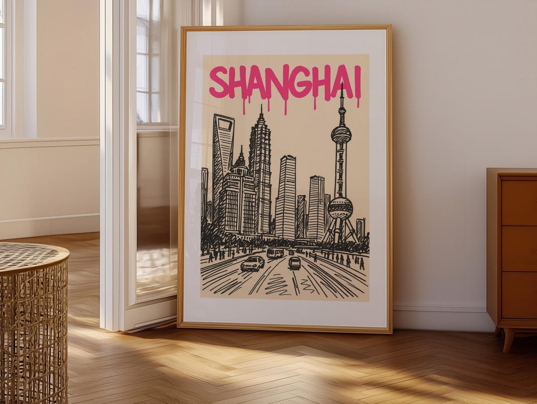Shanghai Poster : Modern Grafiti Style Shanghai Print - Etsy
