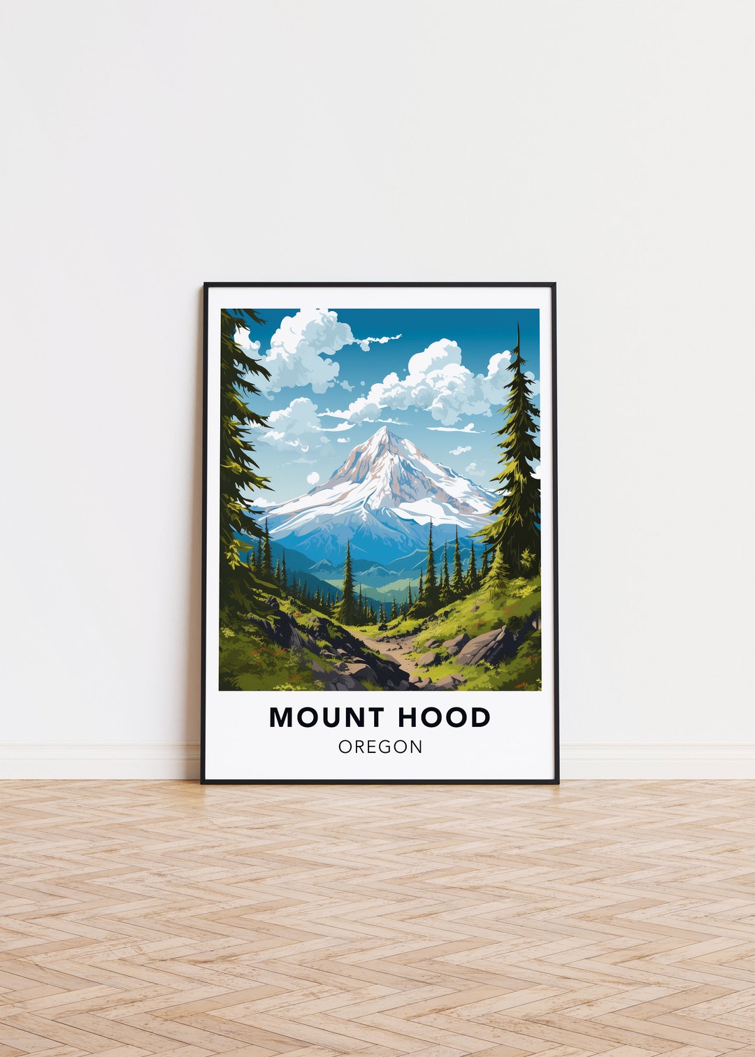 Mount Hood Poster Oregon Print Mount Hood Travel Print Wall Art, Mount ...