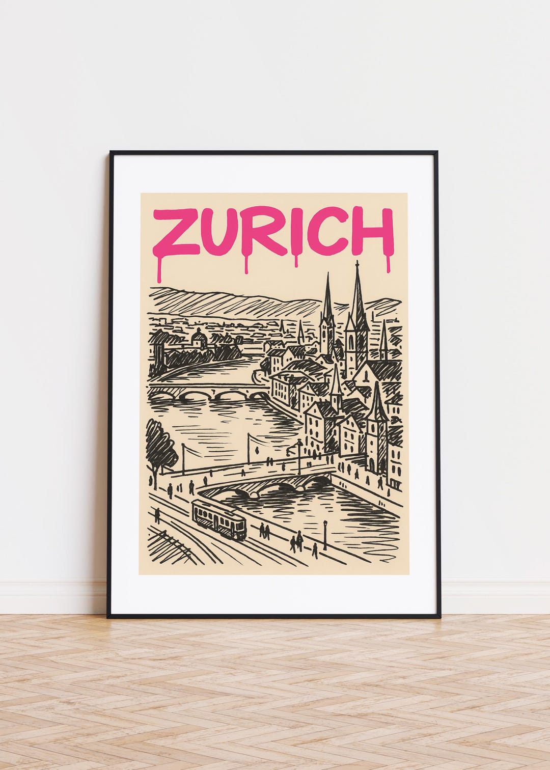 Zurich Print : Modern Grafiti Style Zurich Poster - Etsy