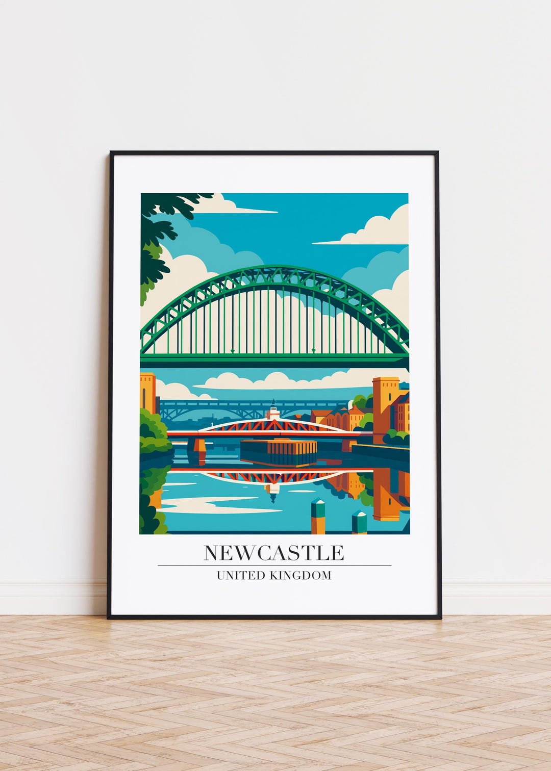 Newcastle Print : Modern Travel Poster Style Newcastle Poster - Etsy
