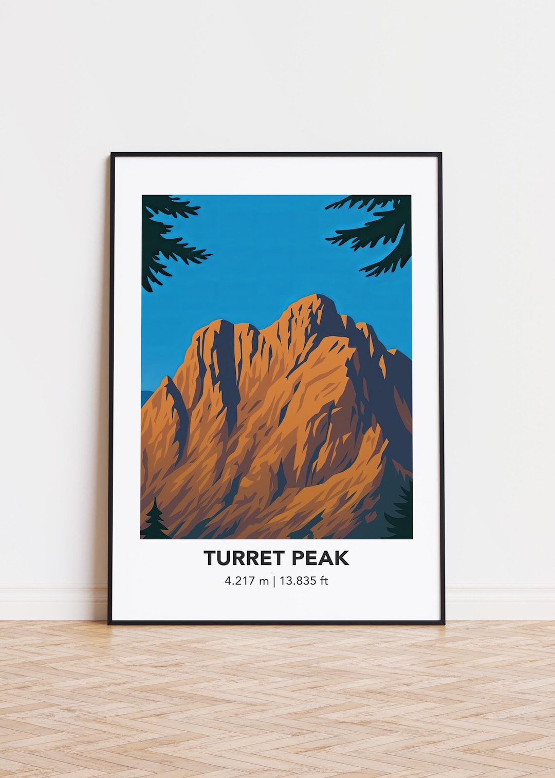 Turret Peak Poster, Turret Peak Print, Turret Peak Illustration Art ...