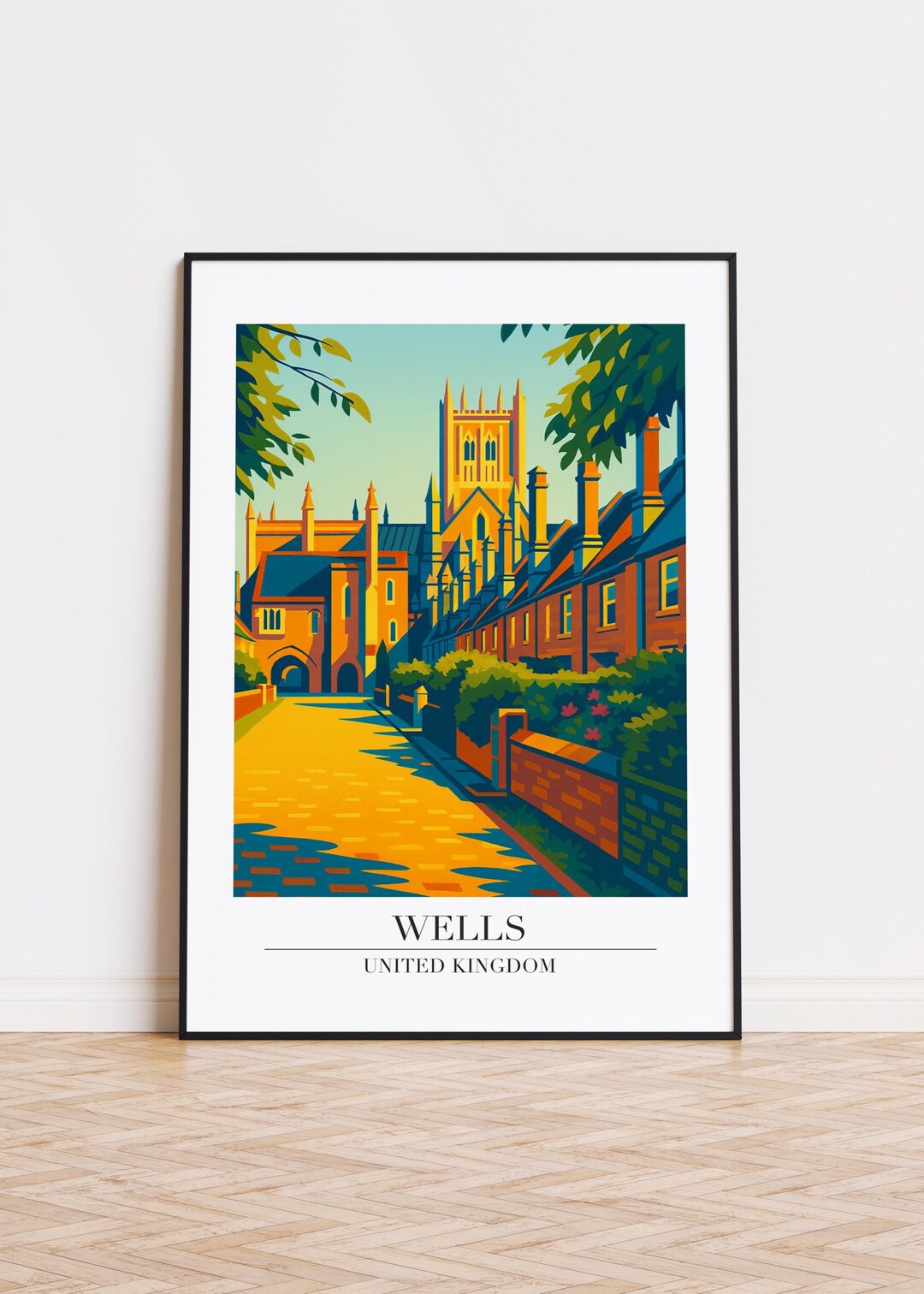 Wells Print : Modern Travel Poster Style Wells Poster - Etsy