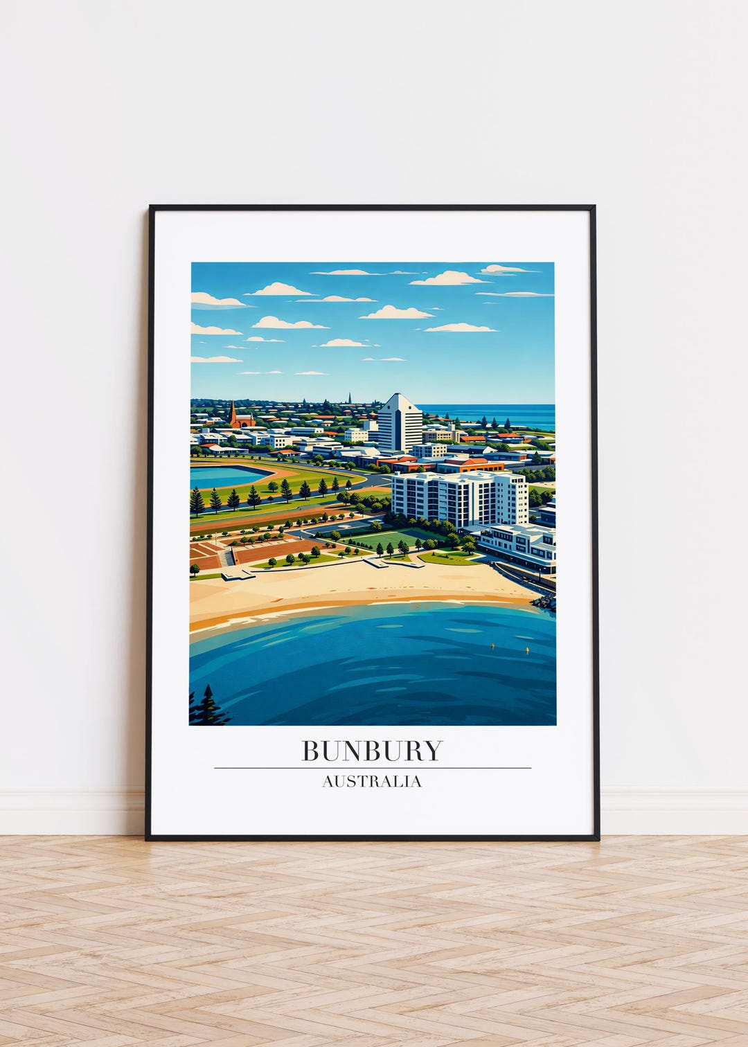 Bunbury Print : Modern Travel Poster Style Bunbury Poster Australia Art ...
