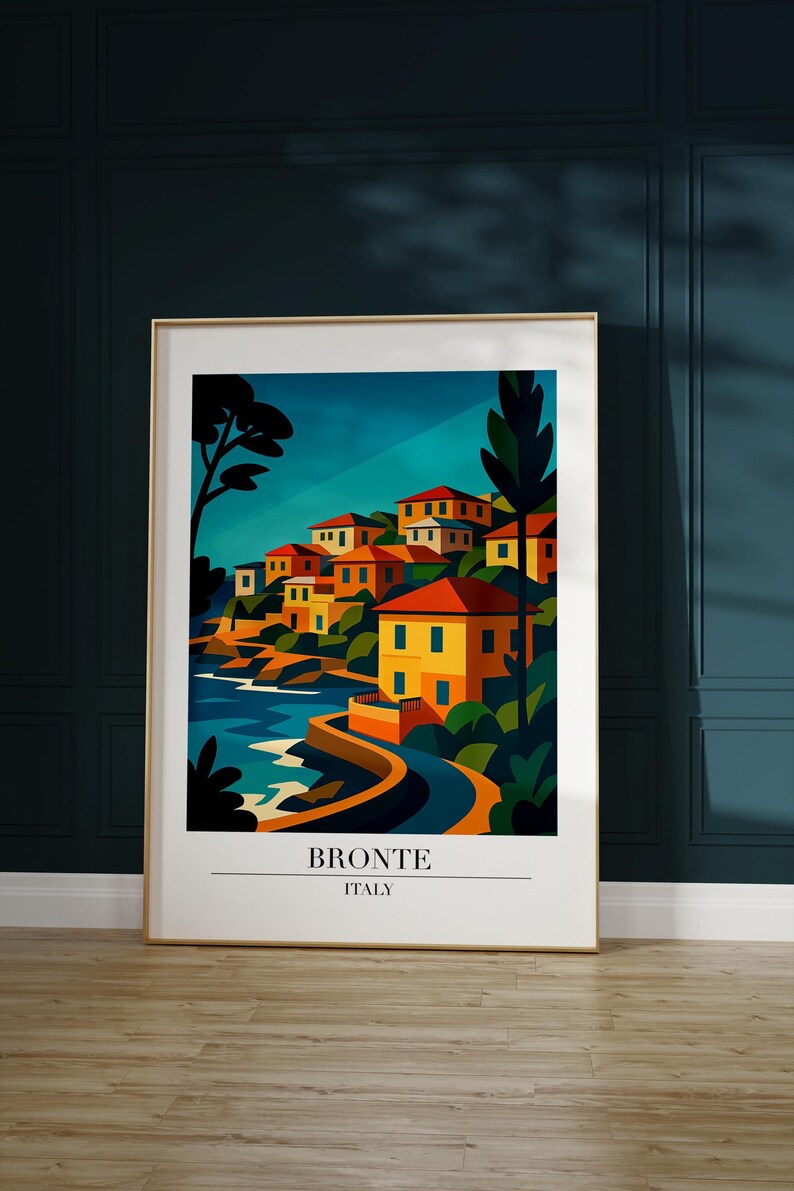 Bronte Print : Modern Travel Poster Style Bronte Poster Italy Art - Etsy UK