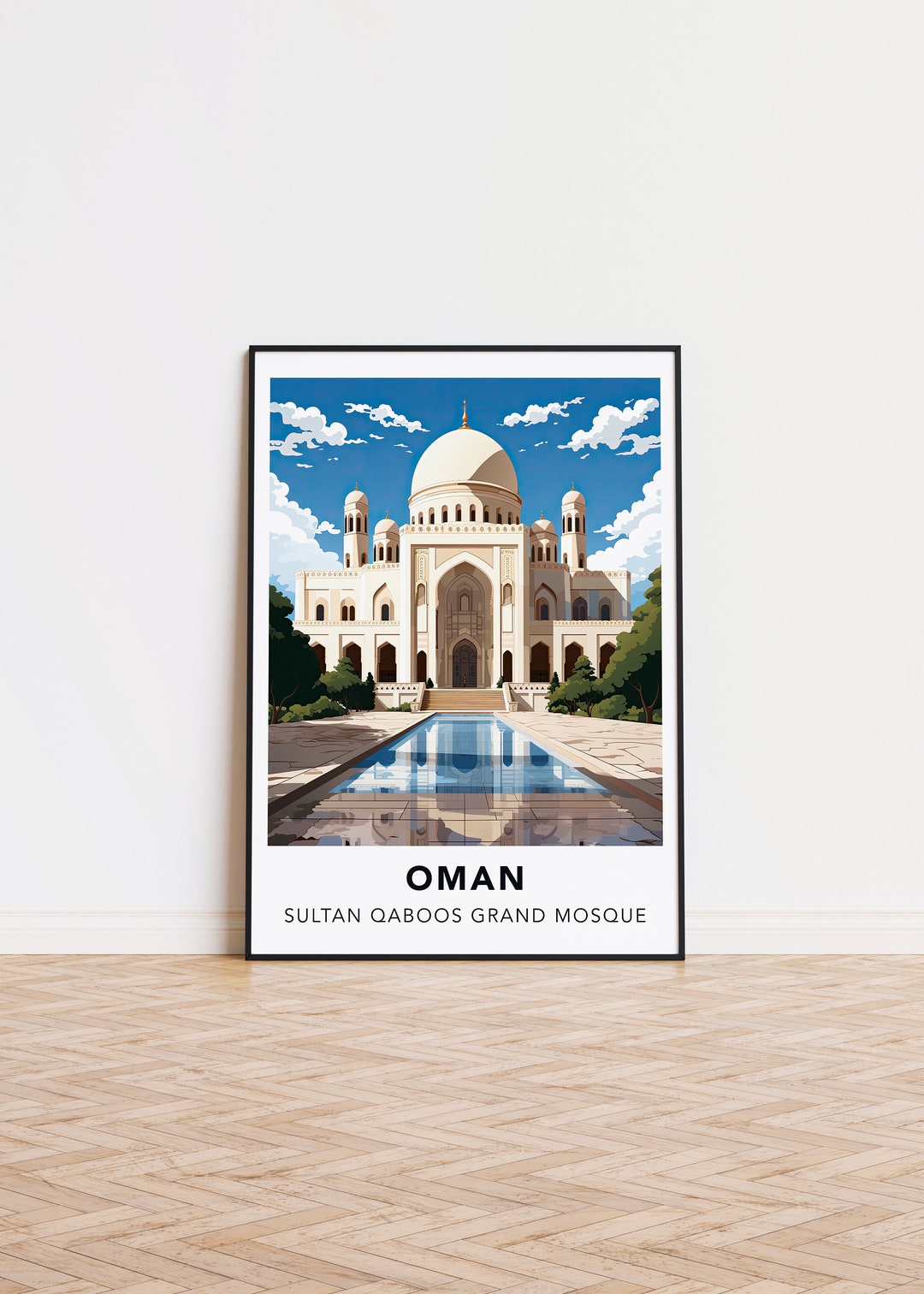 Oman Poster Sultan Qaboos Grand Mosque Print Oman Travel Print Wall Art ...