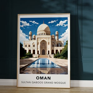 Oman Poster Sultan Qaboos Grand Mosque Print Oman Travel Print Wall Art ...