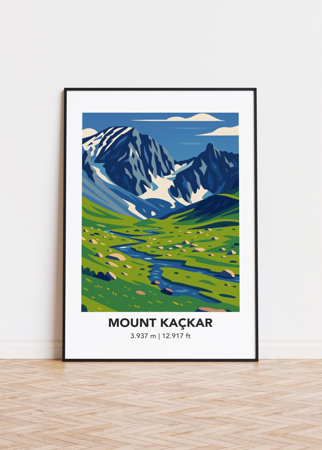 Mount Kaçkar Illustration Art Print: Mountain Silhouette Poster - Etsy