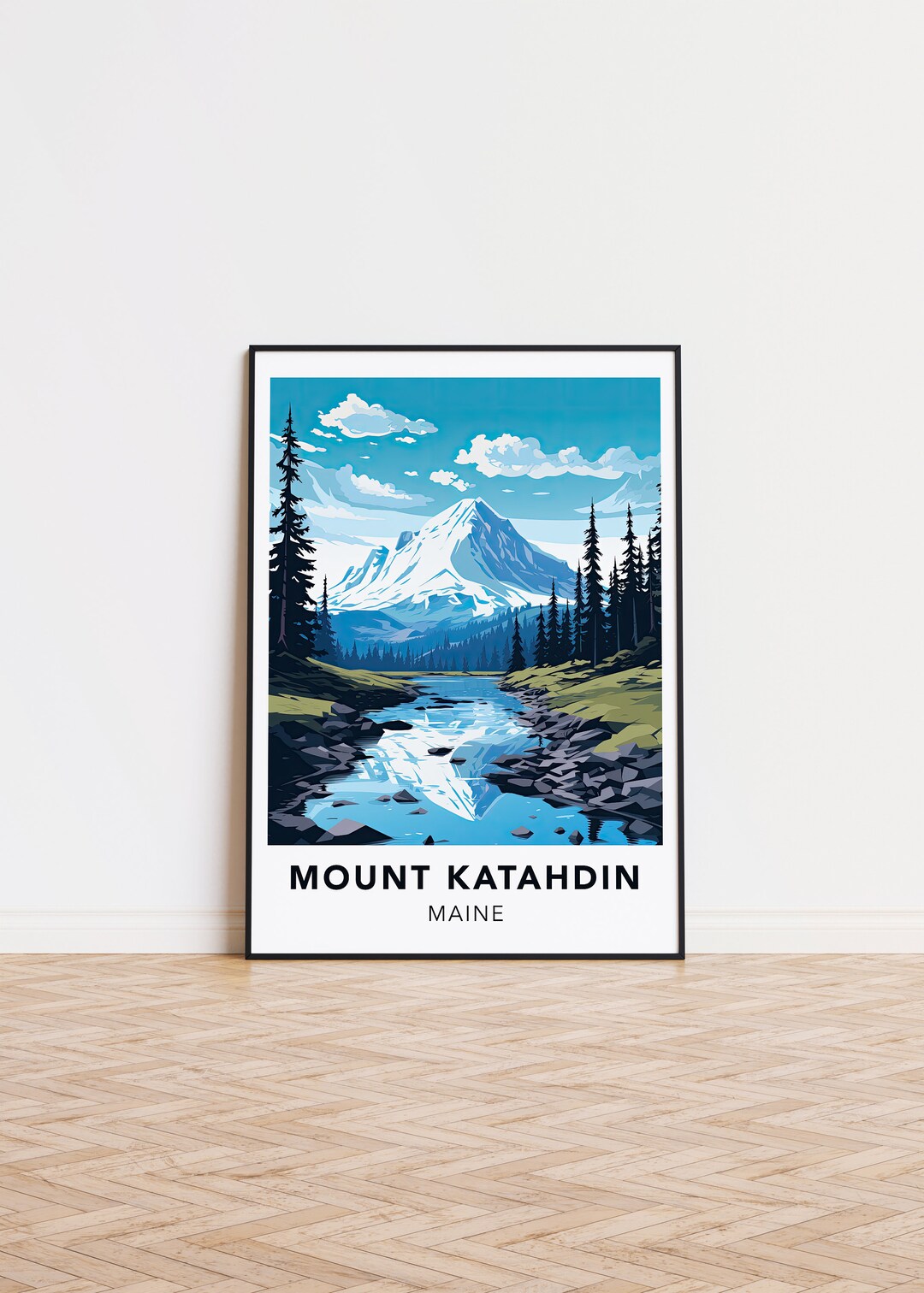 Mount Katahdin Poster Maine Print Mount Katahdin Travel Print - Etsy