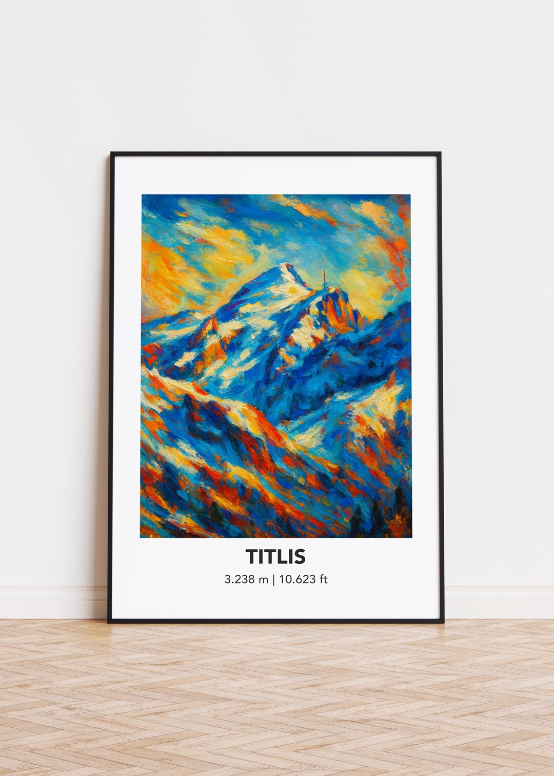 Titlis Mountain Art Print: Modern Oil Painting Style Poster - Etsy