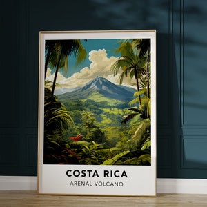 Costa Rica Poster Arenal Volcano Print Costa Rica Travel Print Wall Art ...