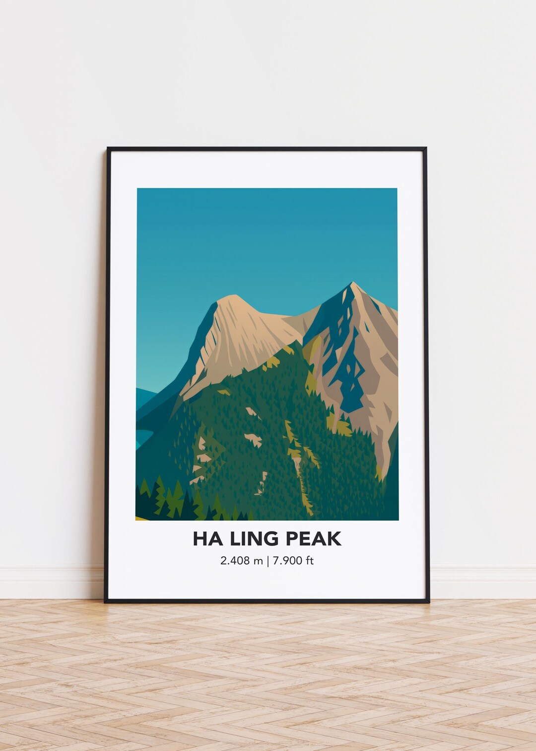 Ha Ling Peak Mountain Art Print: Modern Minimalist Poster - Etsy
