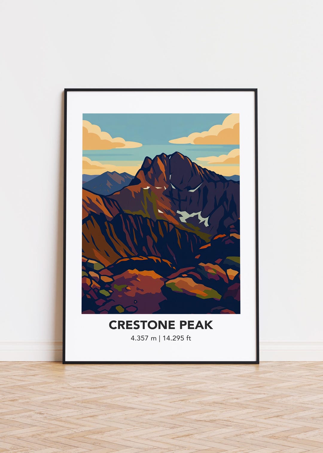 Crestone Peak Illustration Art Print: Mountain Poster - Etsy