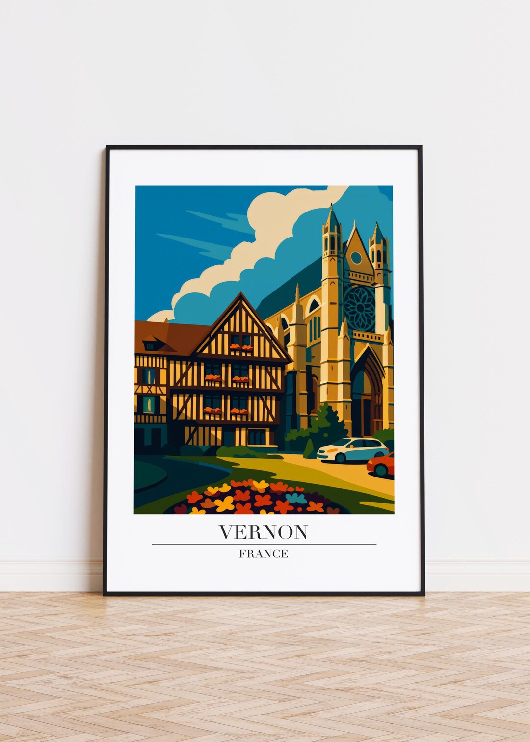 Vernon Print : Modern Travel Poster Style Vernon Poster - Etsy