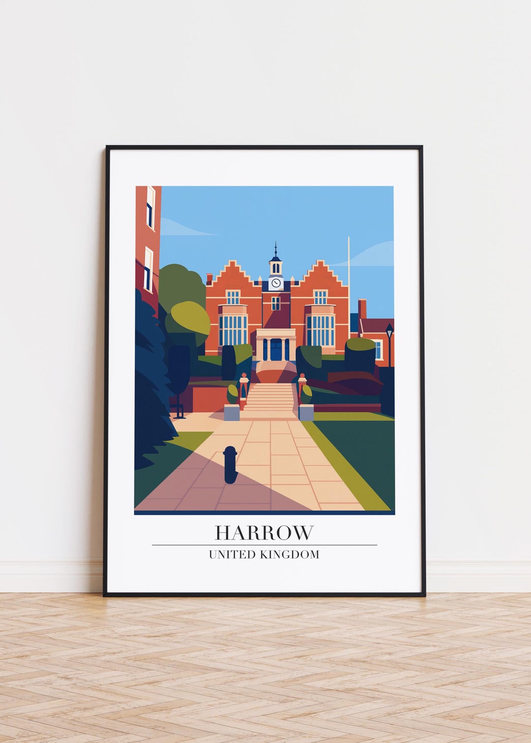 Harrow Print : Modern Travel Poster Style Harrow Poster - Etsy