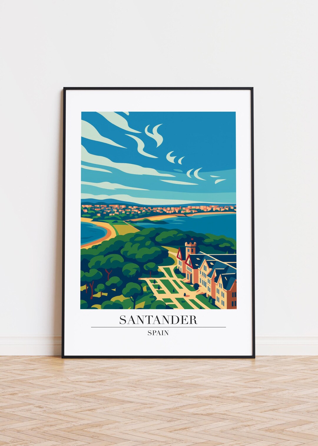 Santander Print : Modern Travel Poster Style Santander Poster - Etsy
