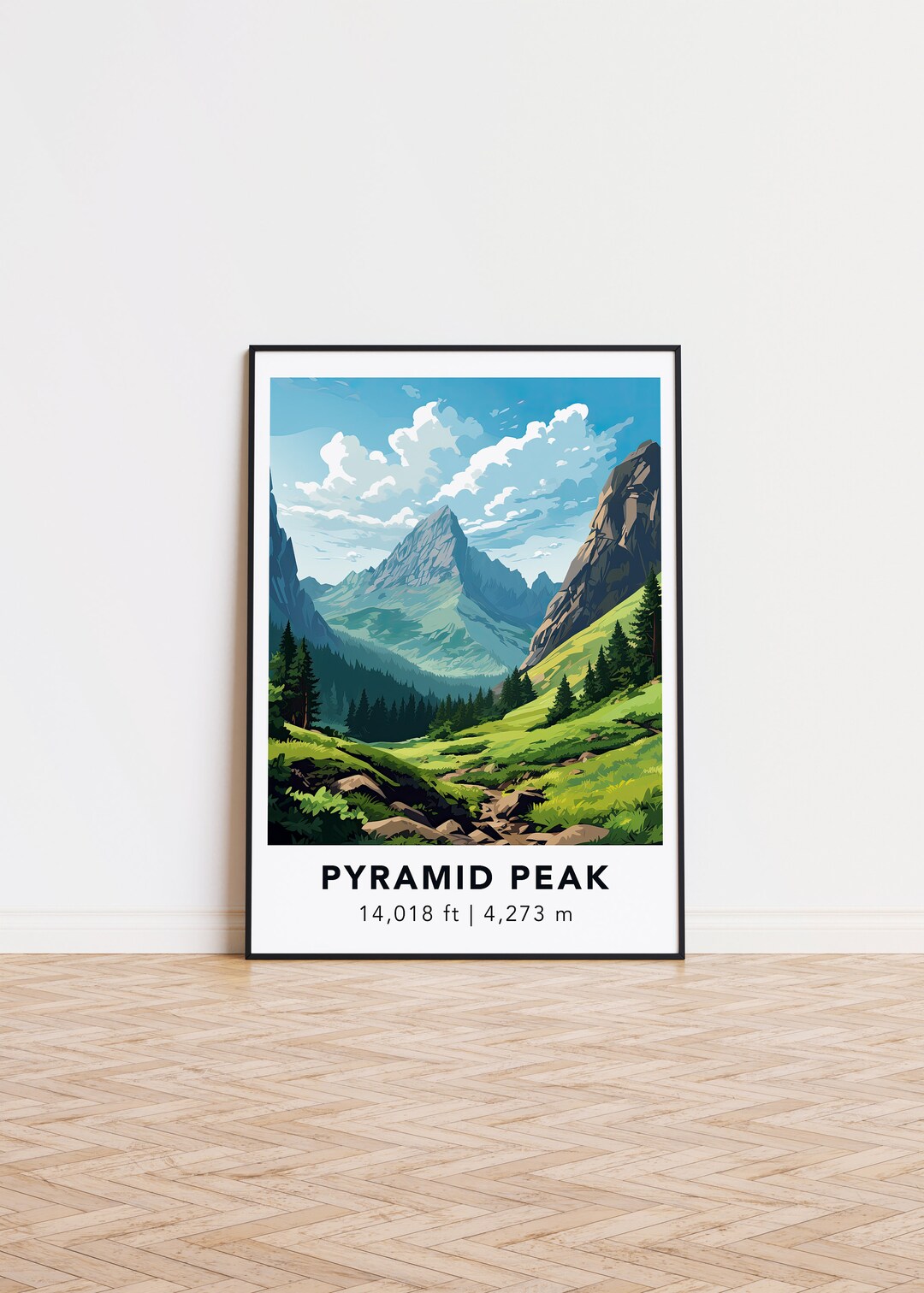 Pyramid Peak Poster Colorado Print Pyramid Peak Travel Print Wall Art ...