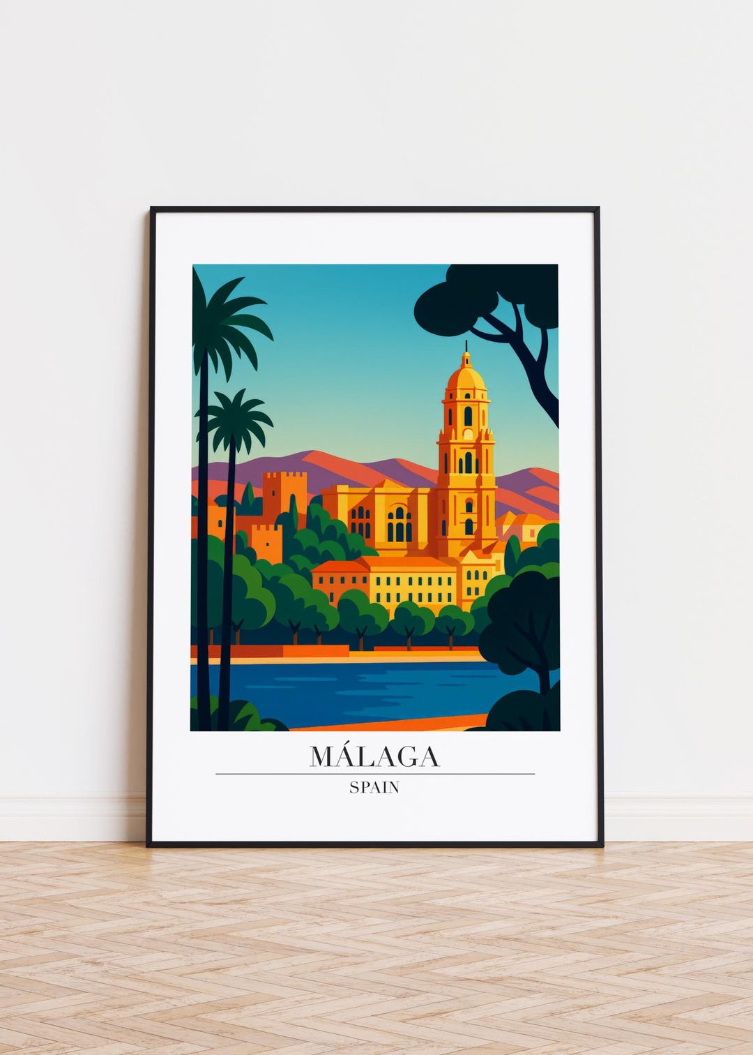 Málaga Print : Modern Travel Poster Style Málaga Poster - Etsy