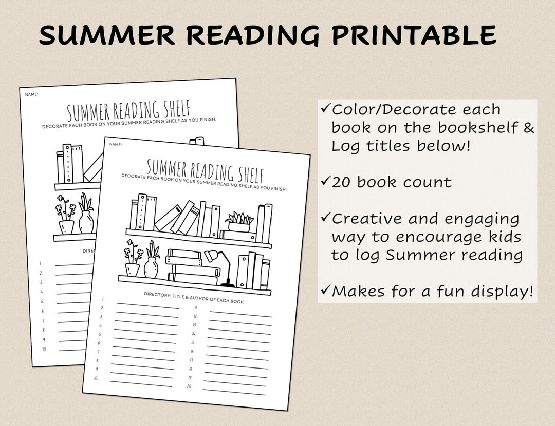 Printable Summer Reading Log | Kids Reading Log | Book Tracker - Etsy