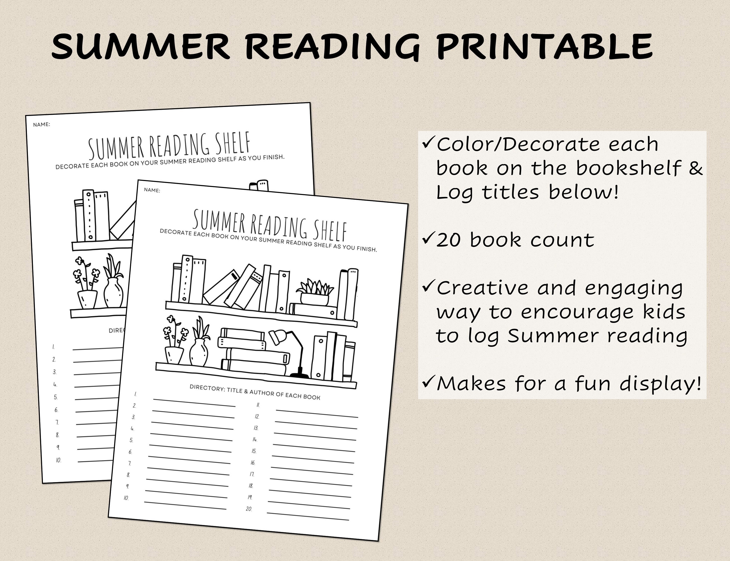 Printable Summer Reading Log | Kids Reading Log | Book Tracker - Etsy