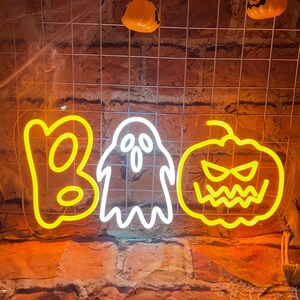 Boo Halloween Neon Sign, Halloween Decor Indoor for Home, Halloween LED ...