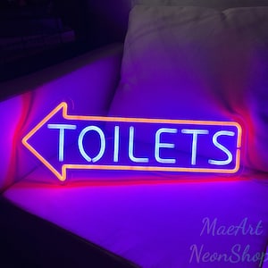 Toilets Arrow Washroom Neon Sign | Restroom LED Neon Sign | Restroom ...