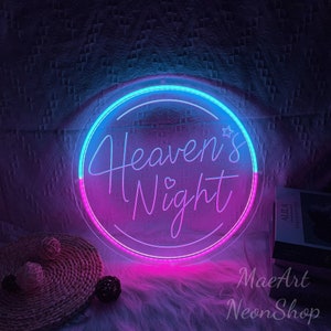 Heaven's Night Neon Sign, USB Light up Sign, Neon Sign Bedroom, Game ...