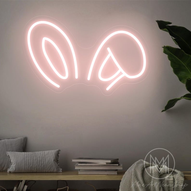 Bunny Ears Neon Sign, Personalized Easter Gift, Cute Neon Sign, Animal ...