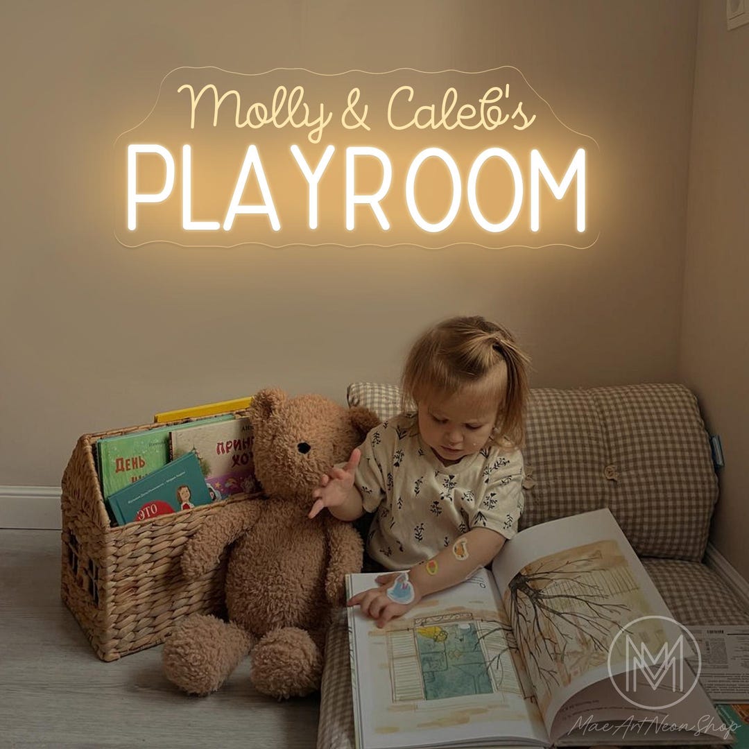 Custom Playroom Sign With Names Neon Sign, Let's Play Sign, Kid's Room ...